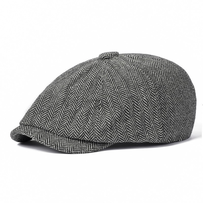 Men Herringbone Octagonal Newsboy Flat Hat Golf Driving Cabbie Ivy ...