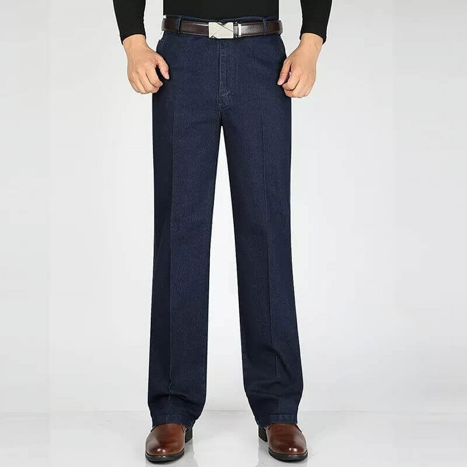 Men High Waist Straight Fit Stretch Jeans - Walmart.com