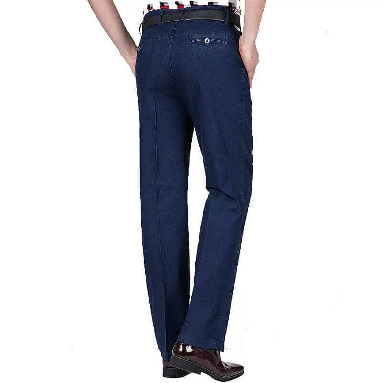 Men High Waist Straight Fit Stretch Jeans - Walmart.com