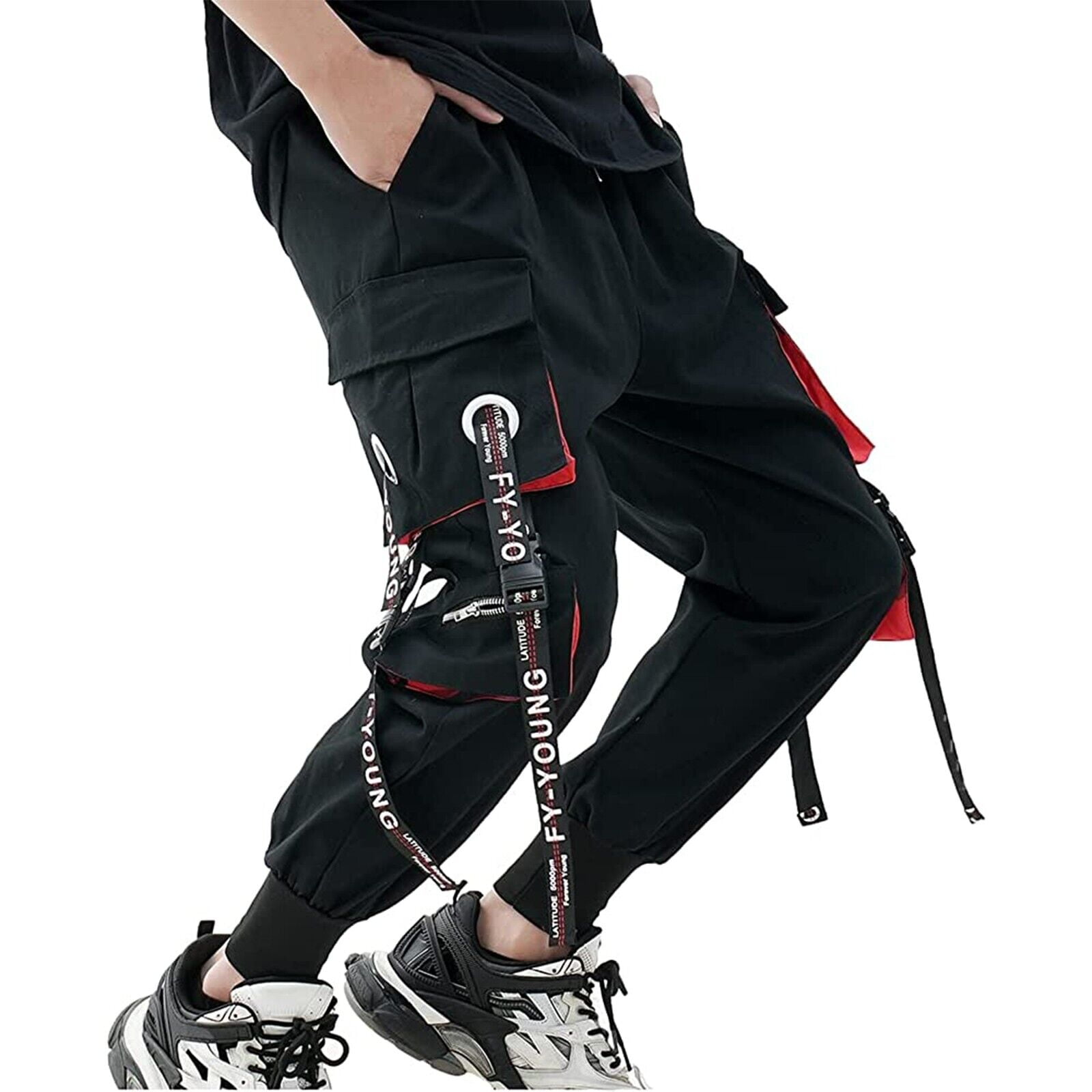 Men Hip Hop Pants Techwear Trousers Streetwear Cargo Baggy Trousers ...