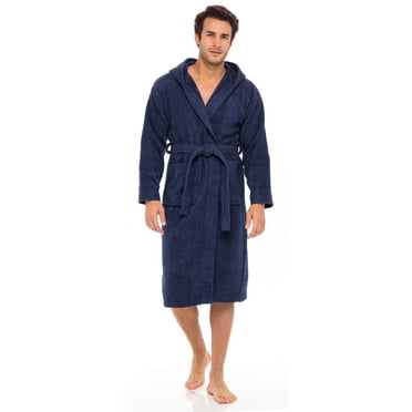 Mens Bathrobe with Hood- Terry Cloth Robes for Men£¬Towel Hooded Cotton ...