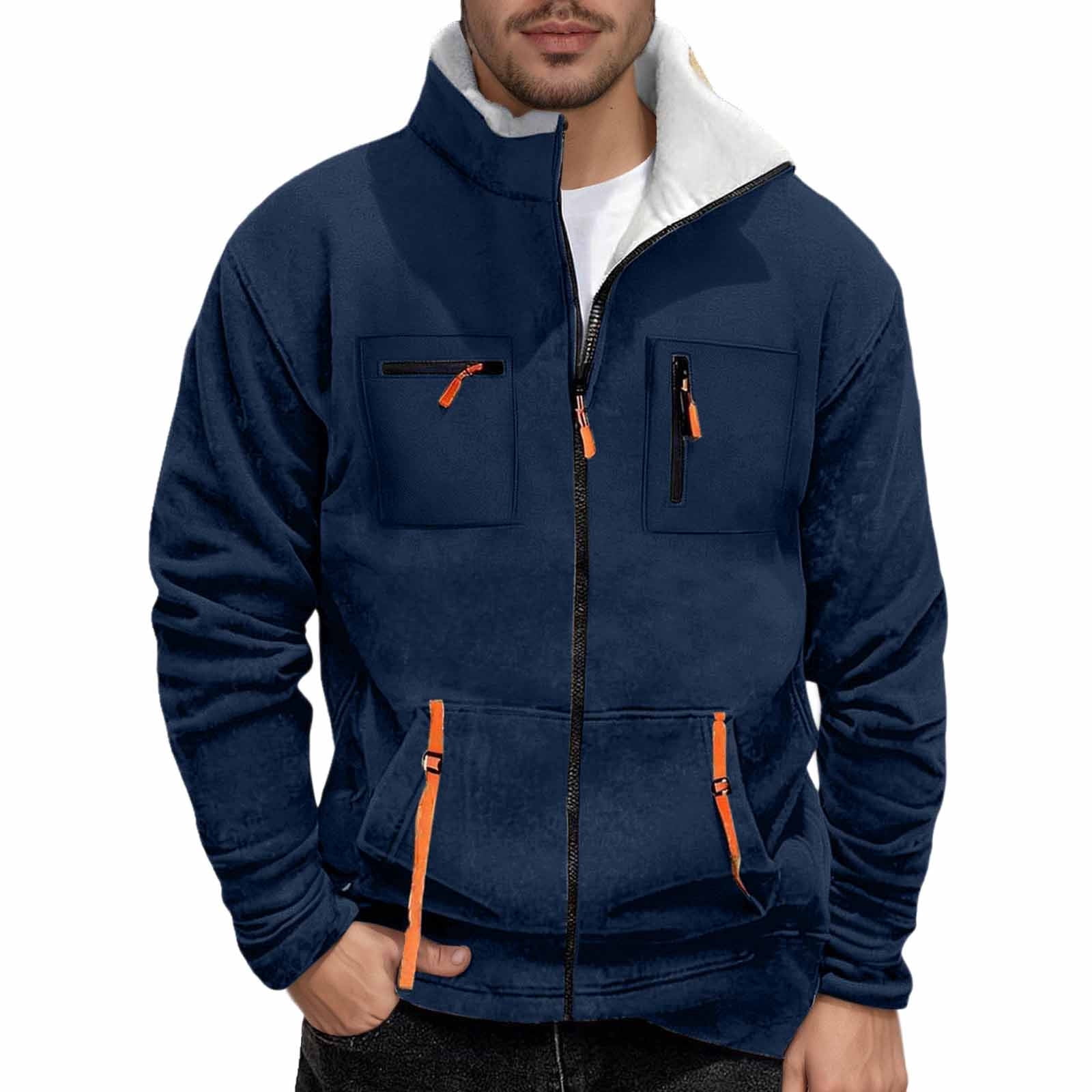 Men Hoodies Casual Hoodies for Men with No Hood Full Zip Sweatshirt ...
