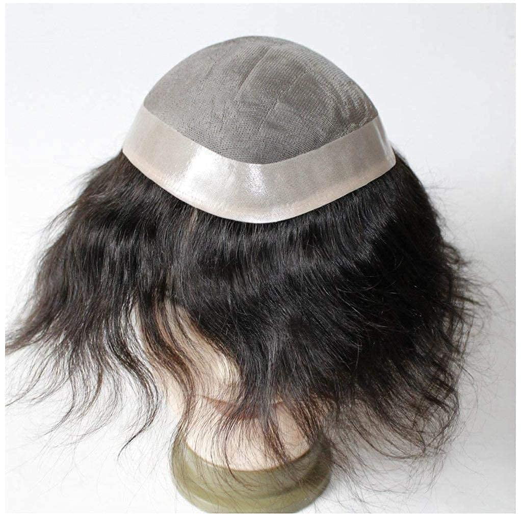 Men Human Hair Toupee Patch Hair Replacement System for Men Mono Lace ...
