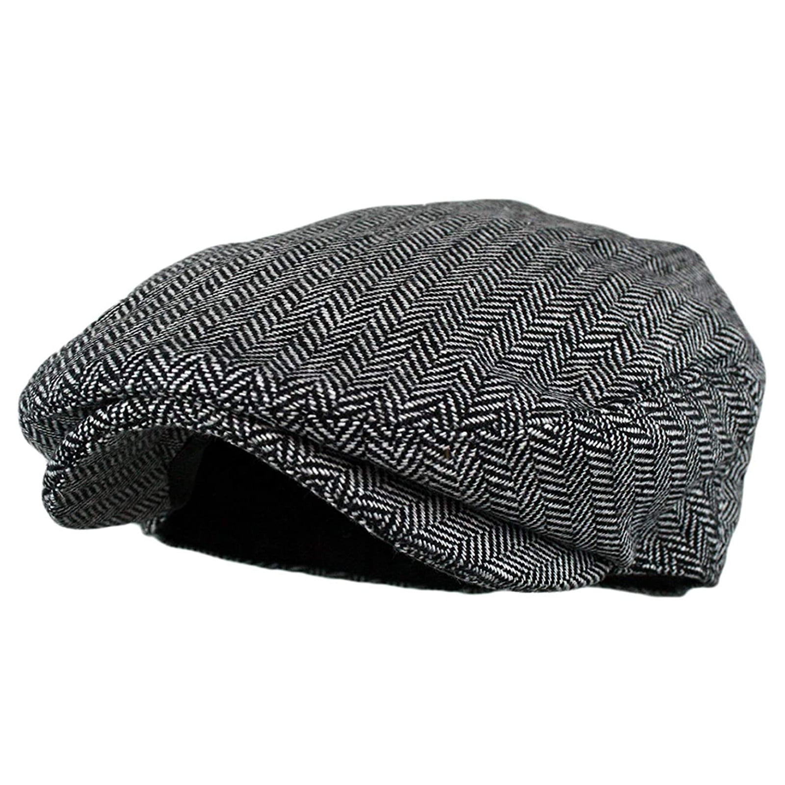 Men Newsboy Cap Men's Classic Herringbone Tweed Wool Blend Tweed Flat ...