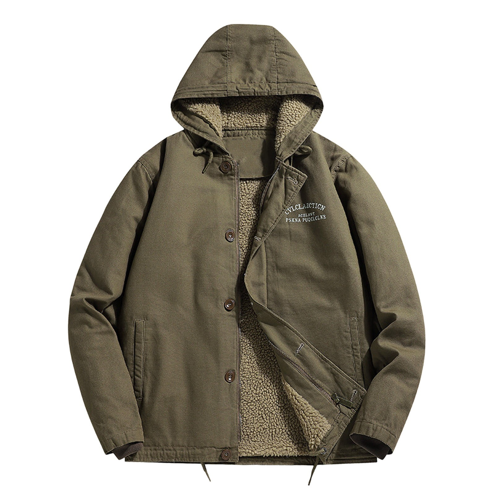 Men Jackets Clearance Padded Jacket Hooded Padded Workwear Lambswool ...