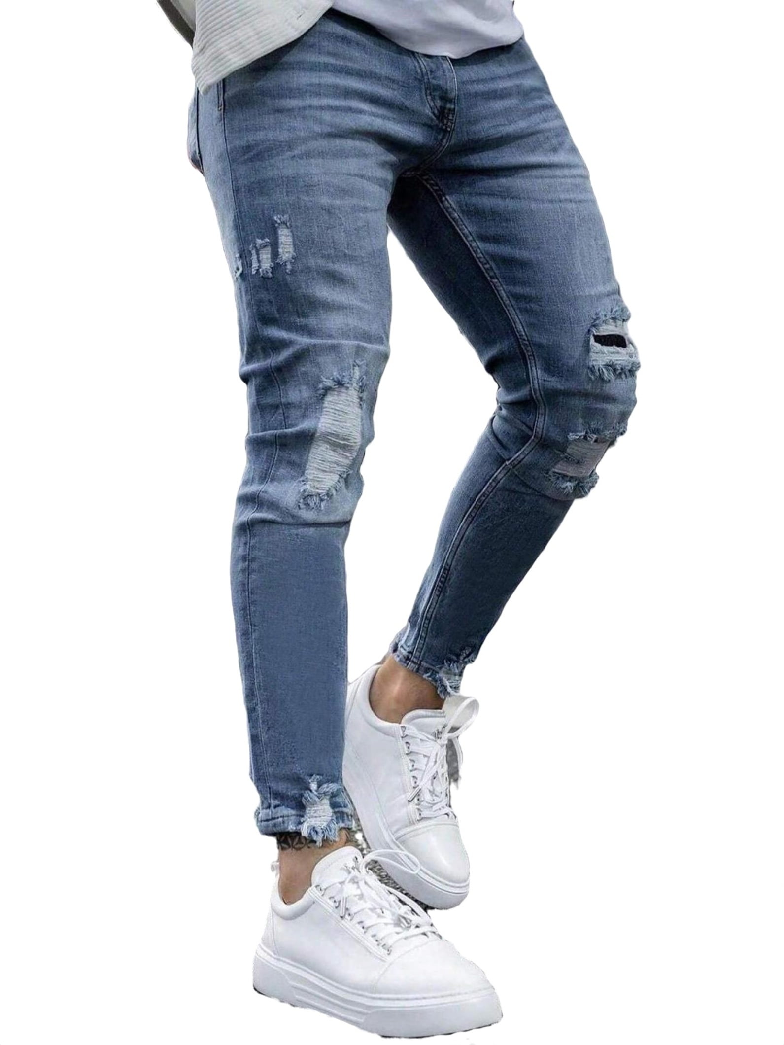 Men Jeans Medium Wash Color Plain Skinny - Walmart.com