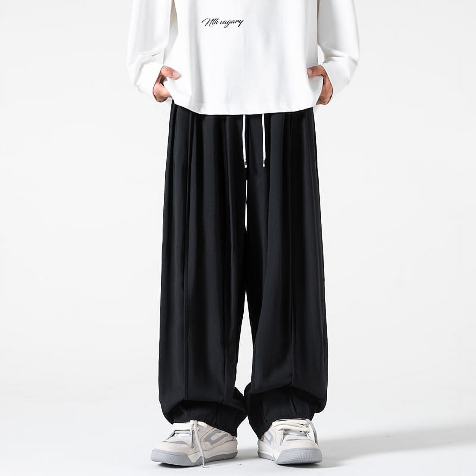 Men Korean Fahion Wide Leg Pants 2023 Men Black Loose Casual Harem ...