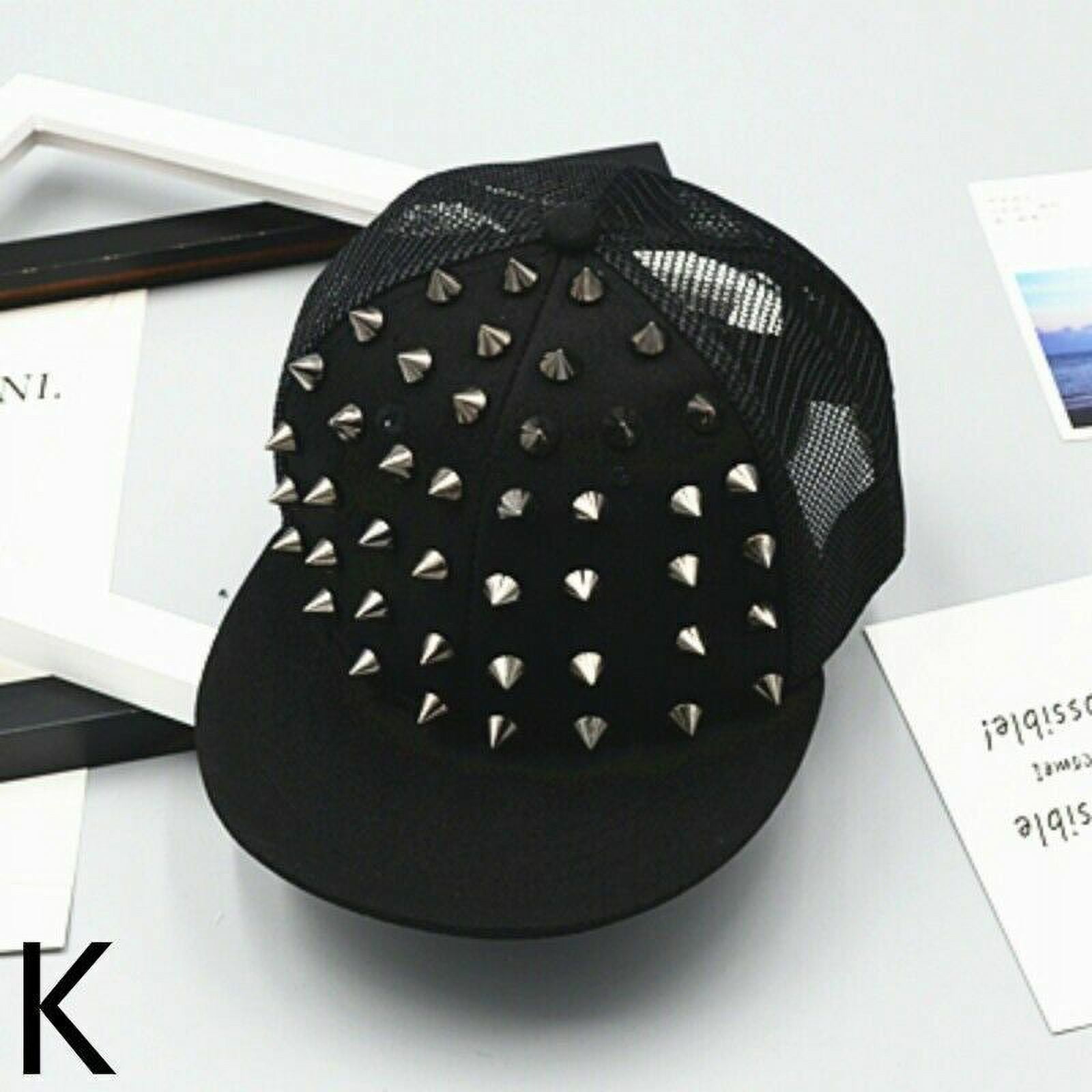 Men Lady Baseball Cap Hat Rivet Eyelet Metal Chain Punk Rock Gothic Hip ...