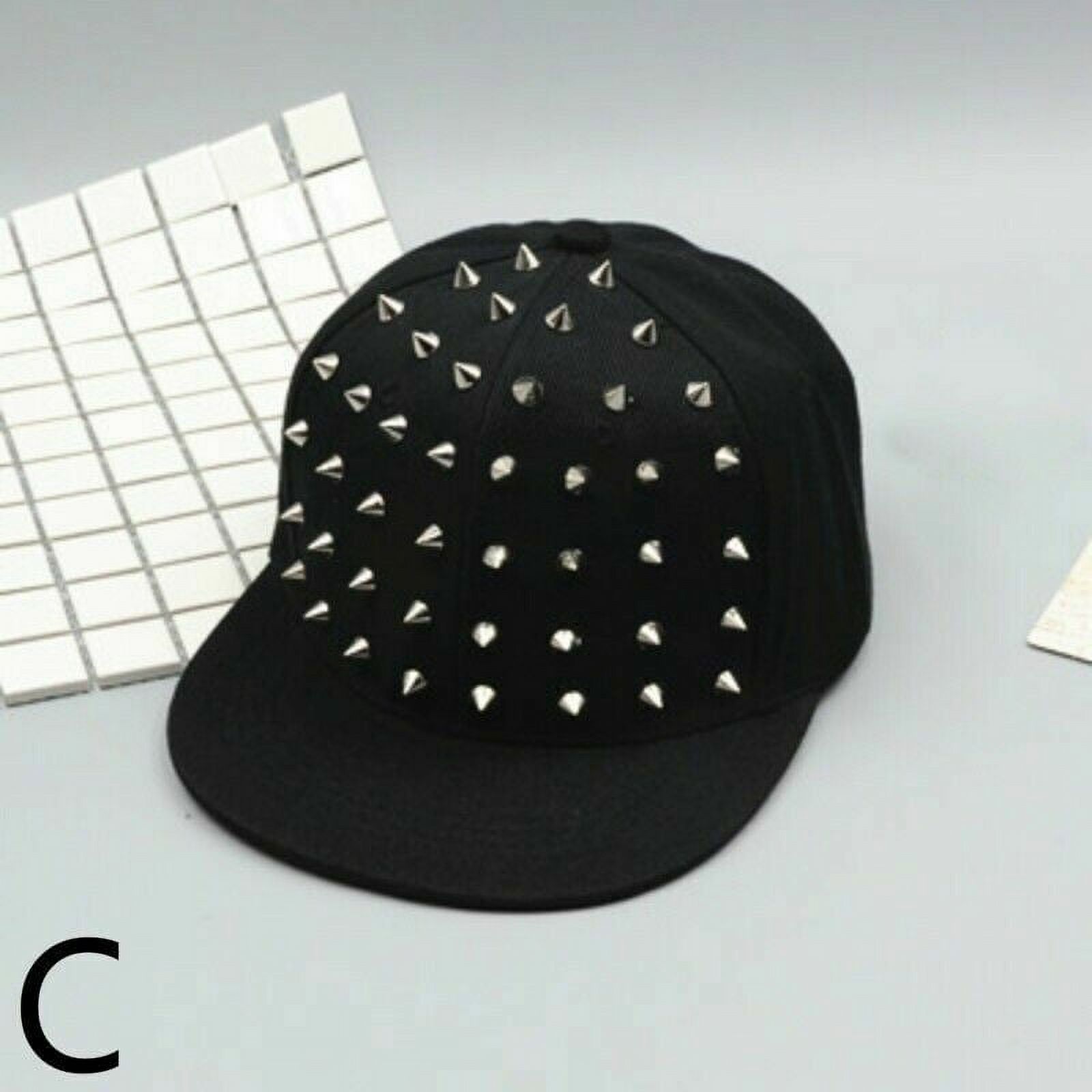 Men Lady Baseball Cap Hat Rivet Eyelet Metal Chain Punk Rock Gothic Hip ...