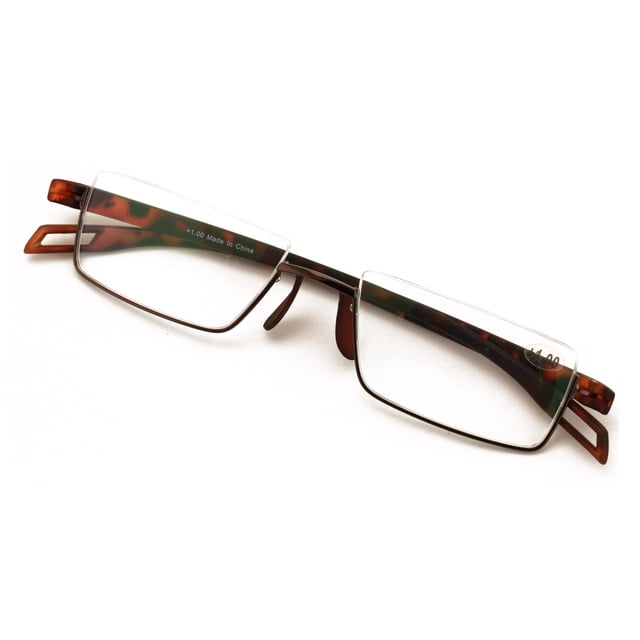 Men Large Wide Featherweight Slim Half Rim Memory Flex Reading Glasses ...