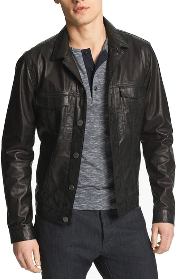 Men Leather Jacket Coat Motorcycle Biker Slim Fit Outwear Jackets A168 ...