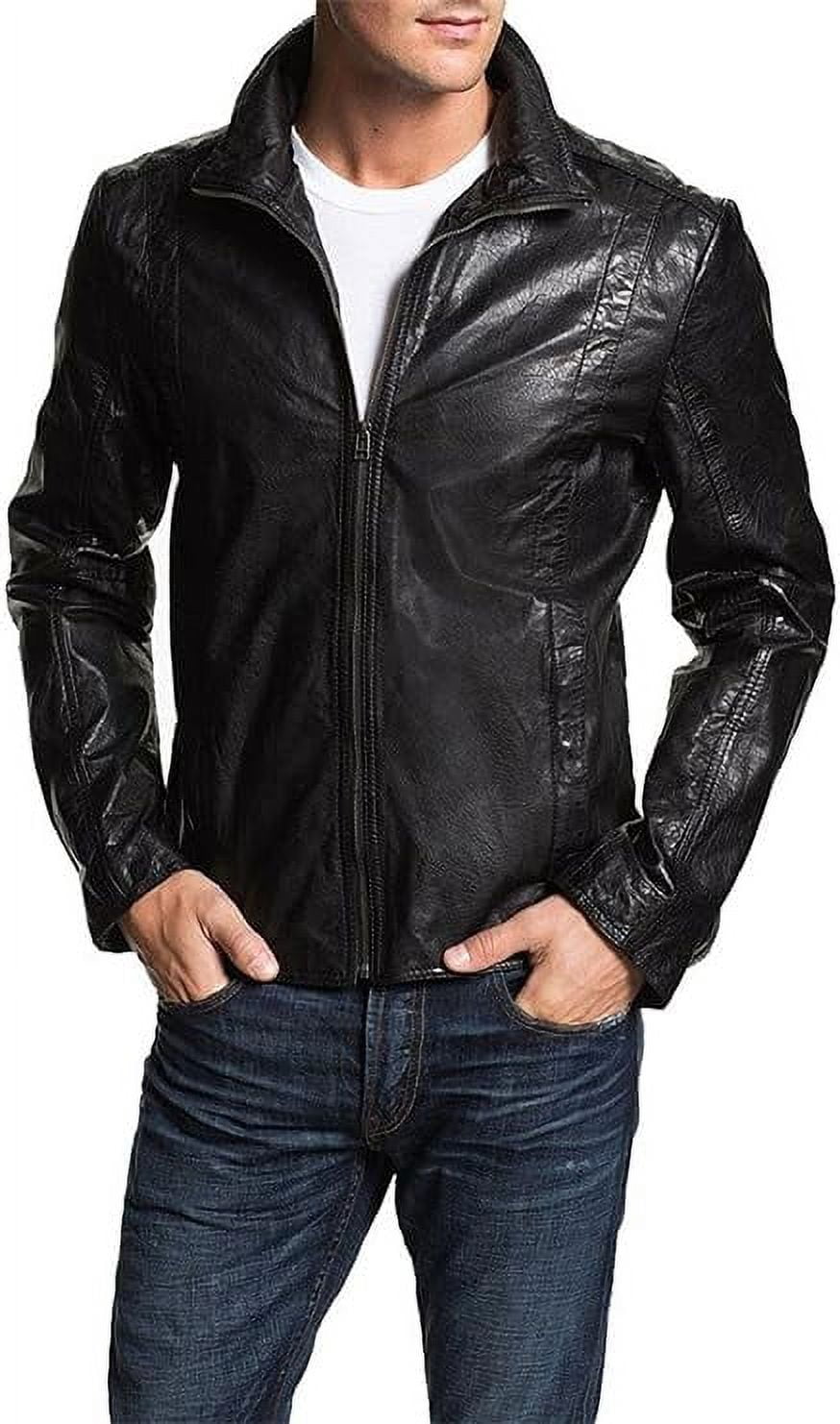 Men Leather Jacket Slim Fit Biker Motorcycle Genuine Lambskin Jacket A112 - Walmart.com