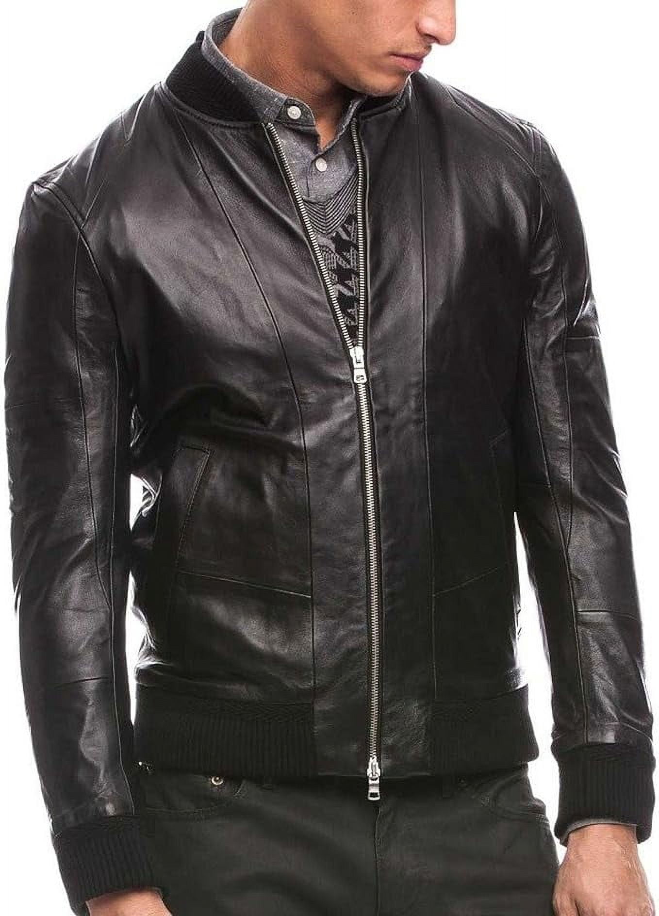 Men Leather Jacket Slim Fit Biker Motorcycle Genuine Lambskin Jacket ...
