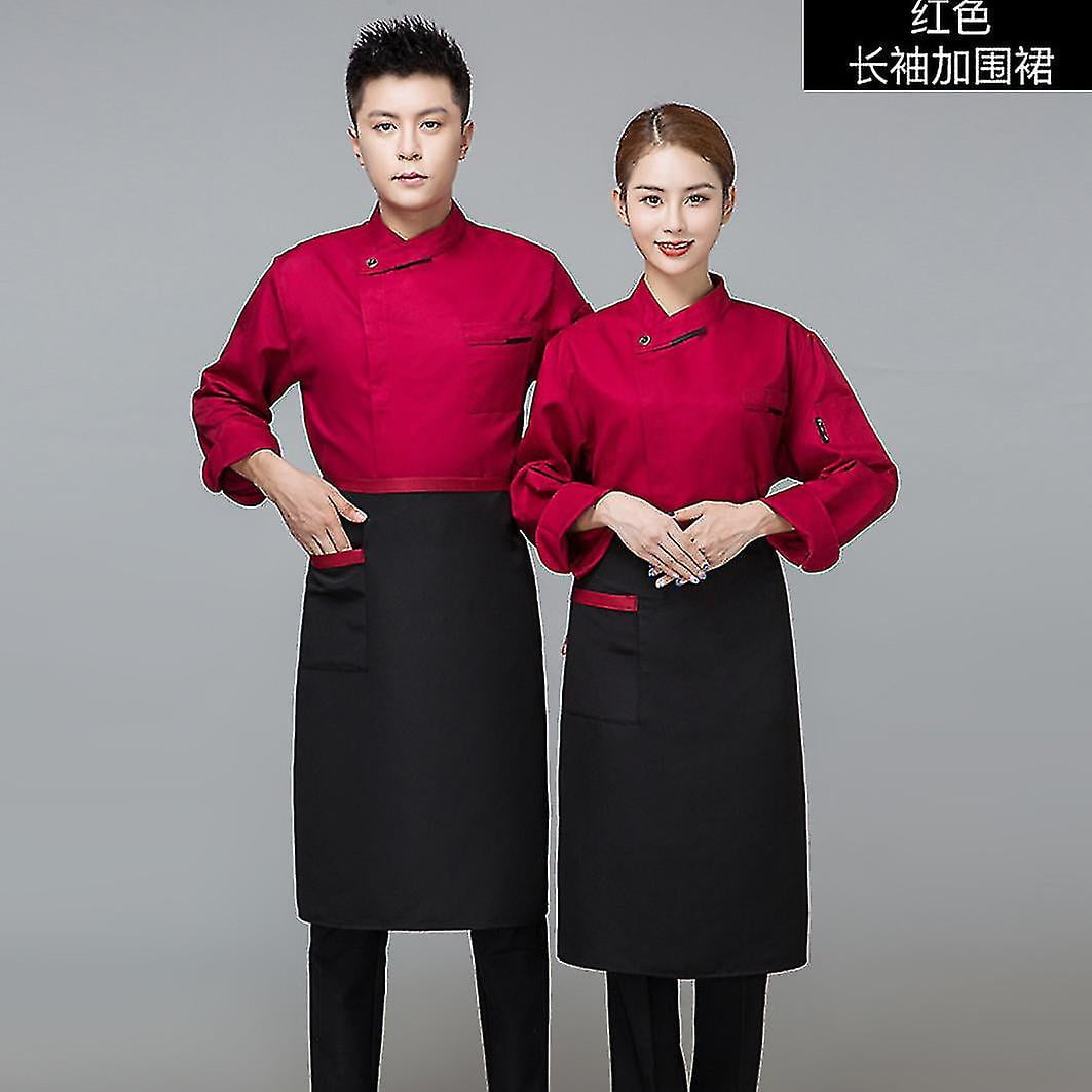 Men Long Sleeve Chef Jackets Women Kitchen Restaurant Chef Coat White ...