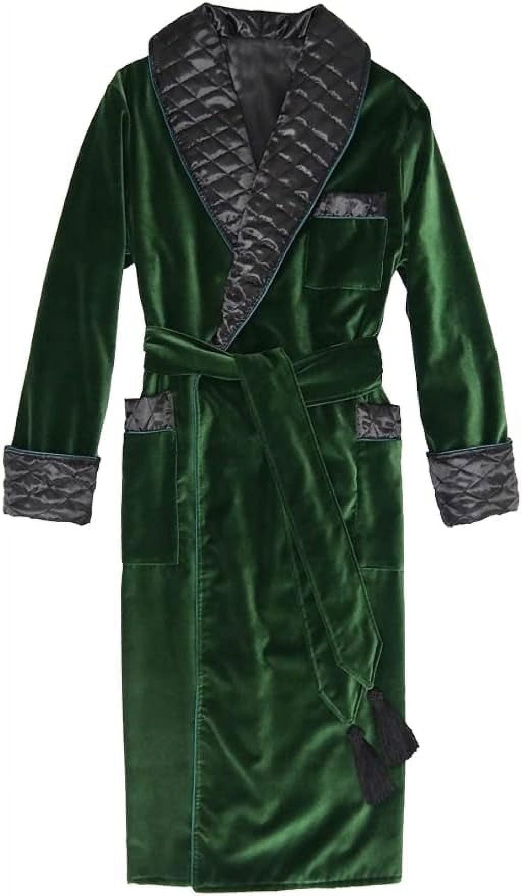 Men Long Smoking Jacket, Men Luxury Velvet Bottle Green Cigar Robe for ...