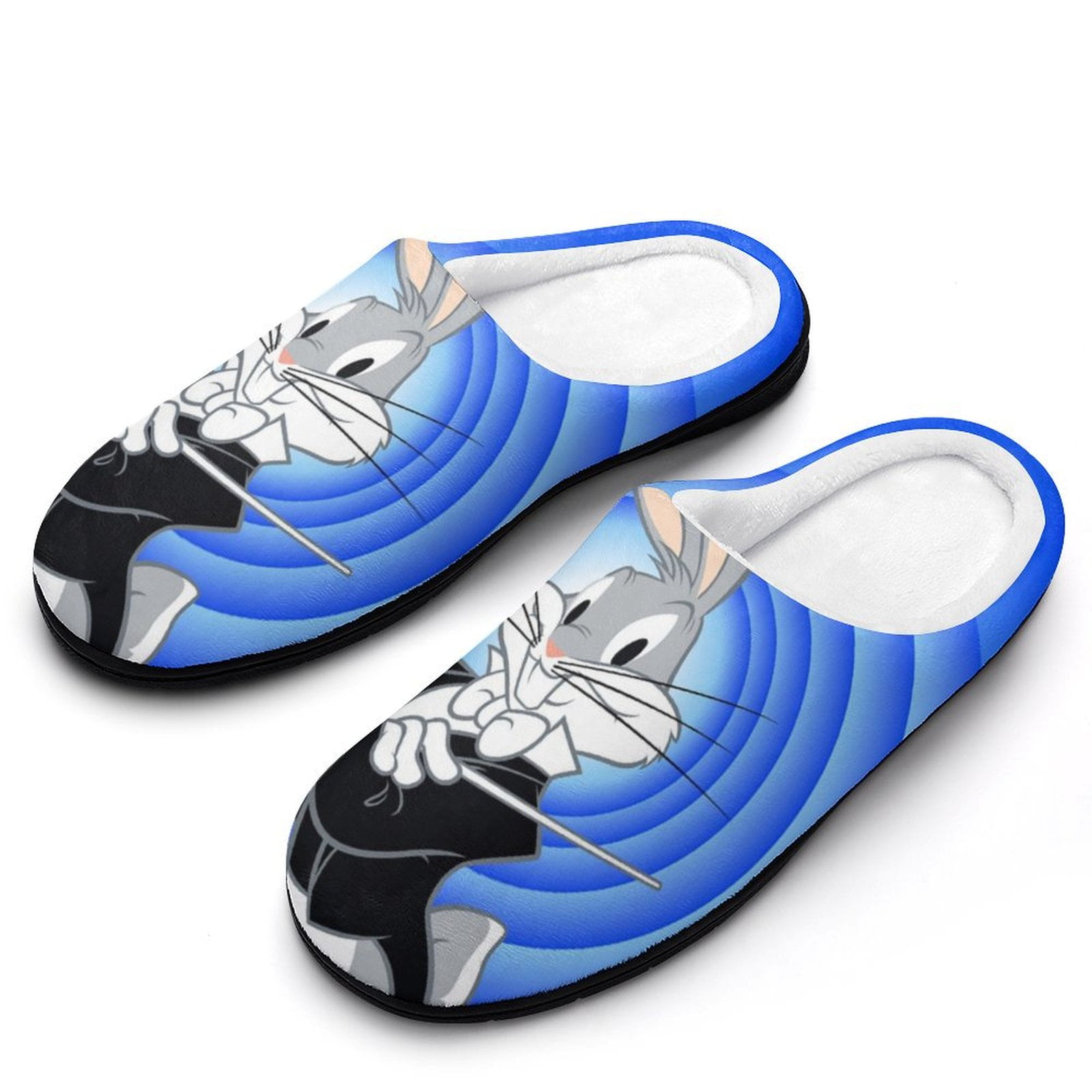 Men Looney Tunes Bugs Bunny Slippers Non-Slip Fuzzy House Slippers Warm ...
