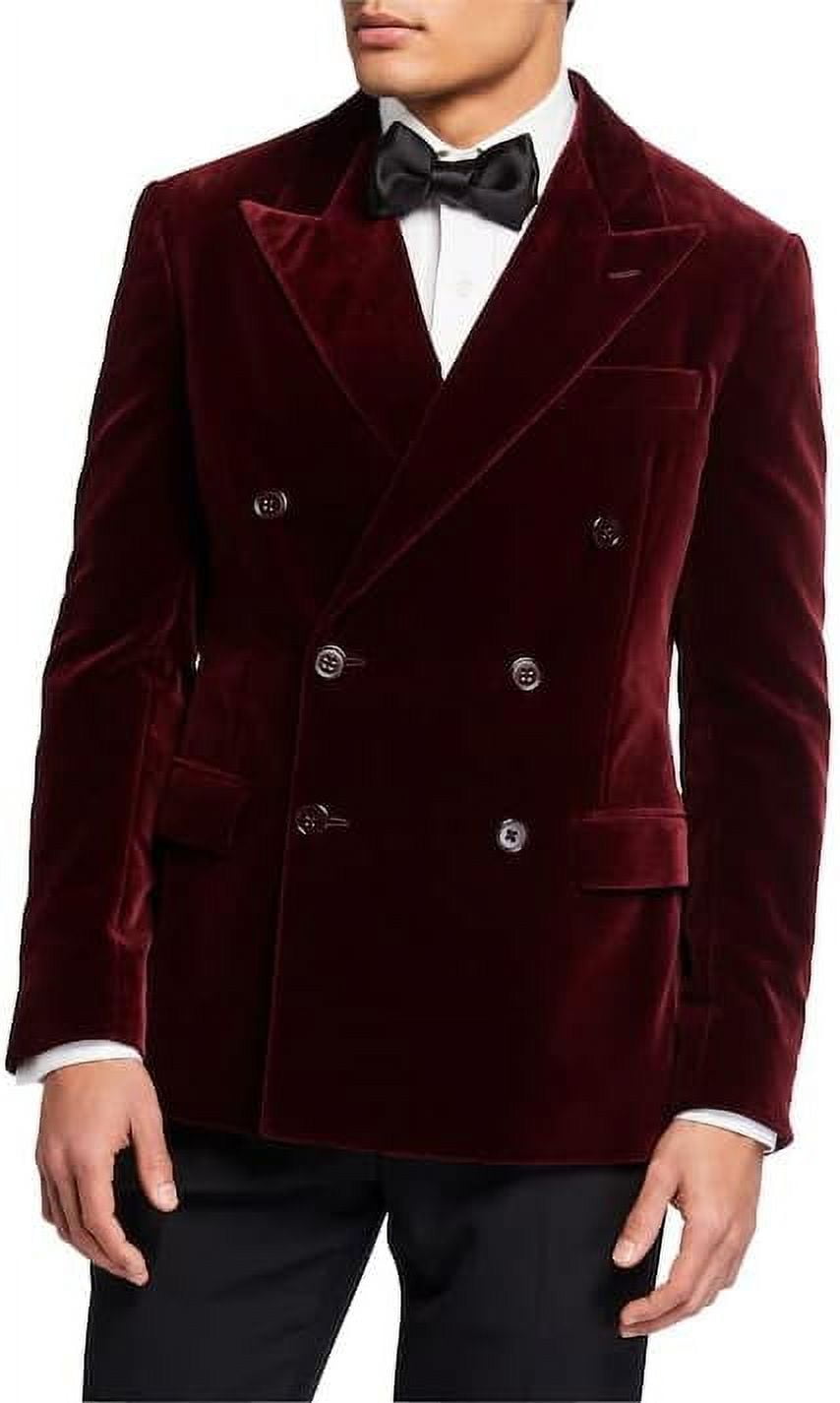 Men Maroon Double Breasted Slim Fit Wedding Blazer Cigar, Men Dinner ...
