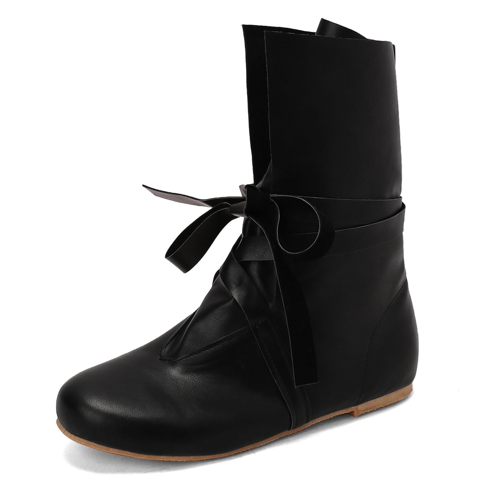 Men Medieval Lace Up Leather Boots Retro Pirate Boots (Black 47 ...