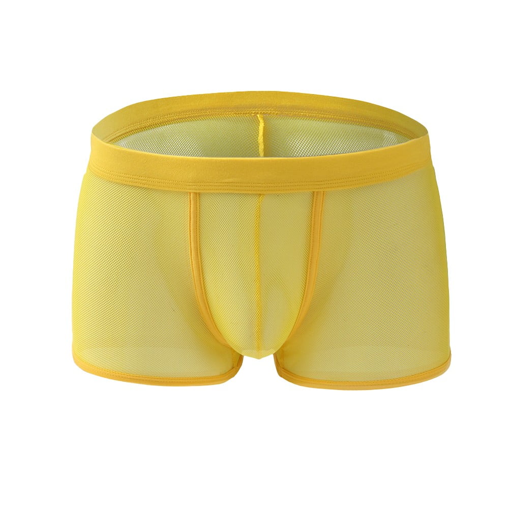 Men Mesh Boxer Briefs Thin Low Waist Transparent Sexy Underwear Pouch ...