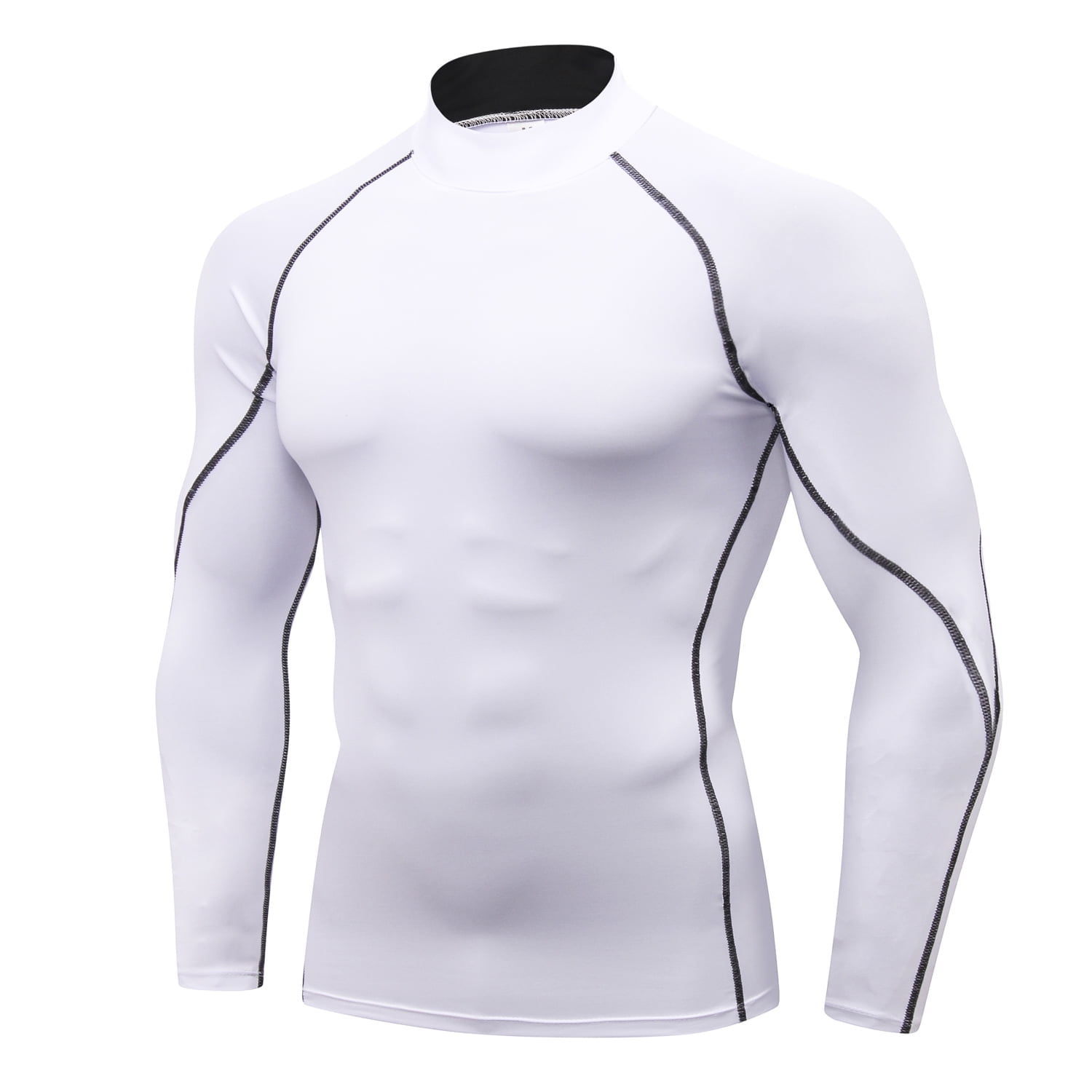 LANBAOSI Men Mock Turtleneck Compression Shirt Long Sleeve Football ...