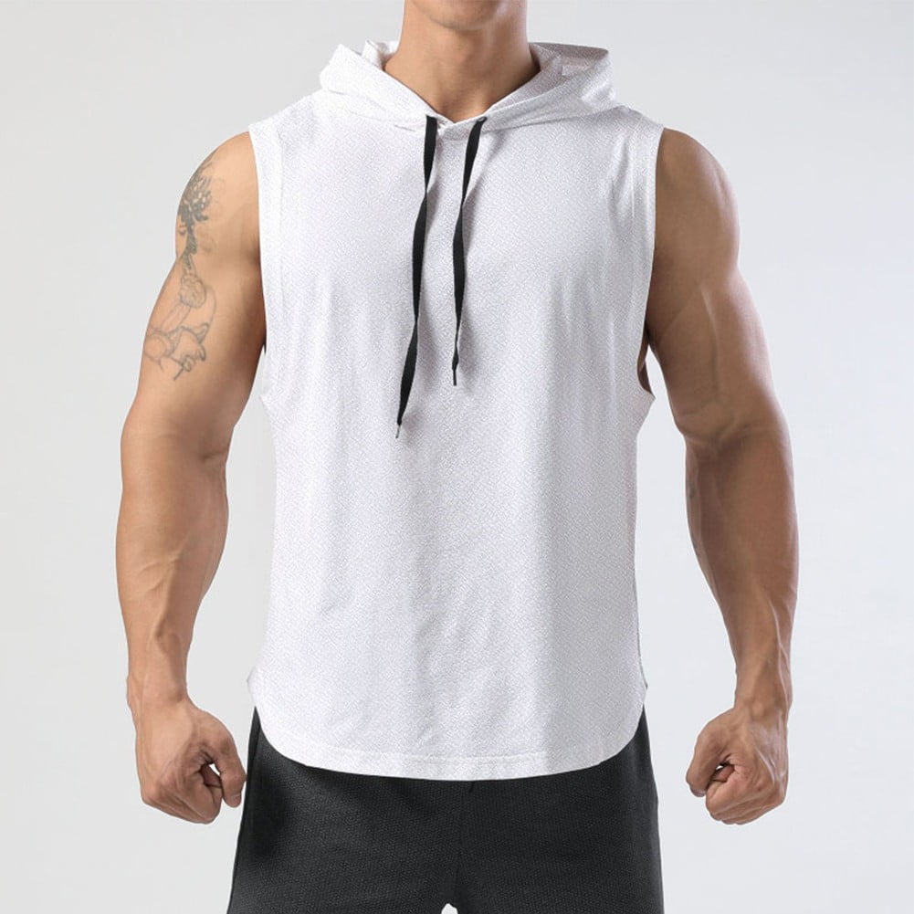 Men Muscle Hoodie Tank Top Sleeveless Vest Gym Workout Bodybuilding ...