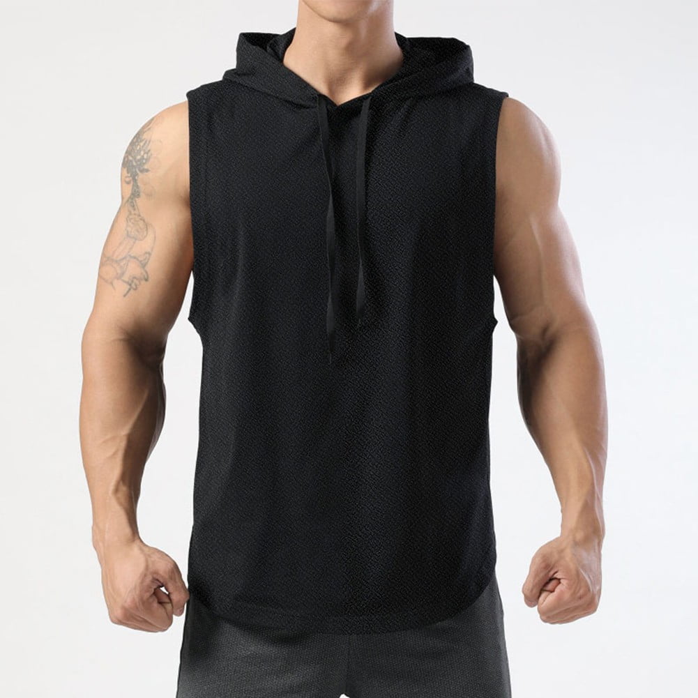 Men Muscle Hoodie Tank Top Sleeveless Vest Gym Workout Bodybuilding ...