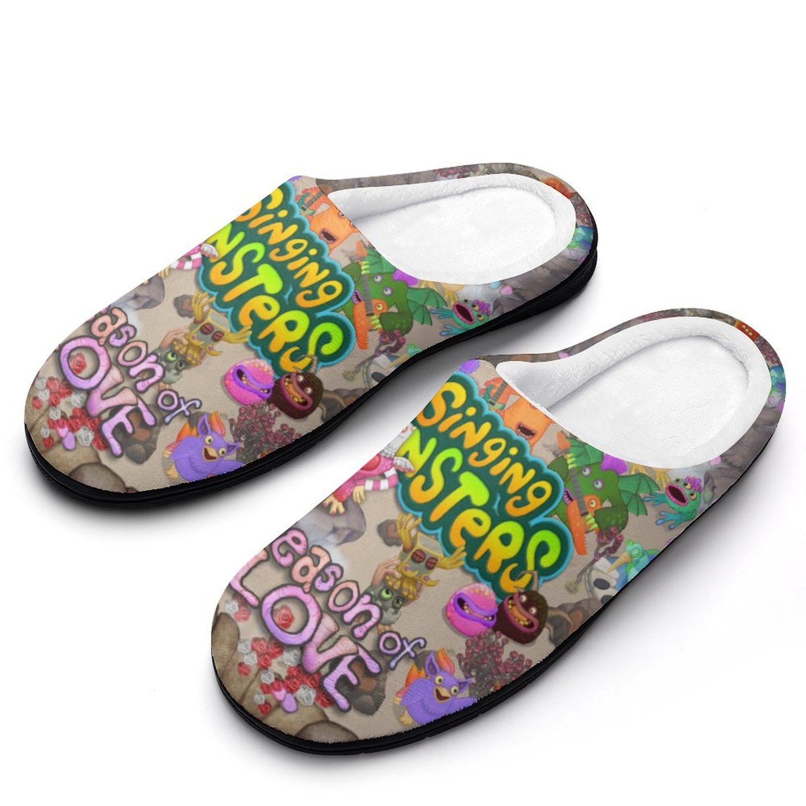 Men My Singing Monsters Slippers Non-Slip Fuzzy House Slippers Warm ...