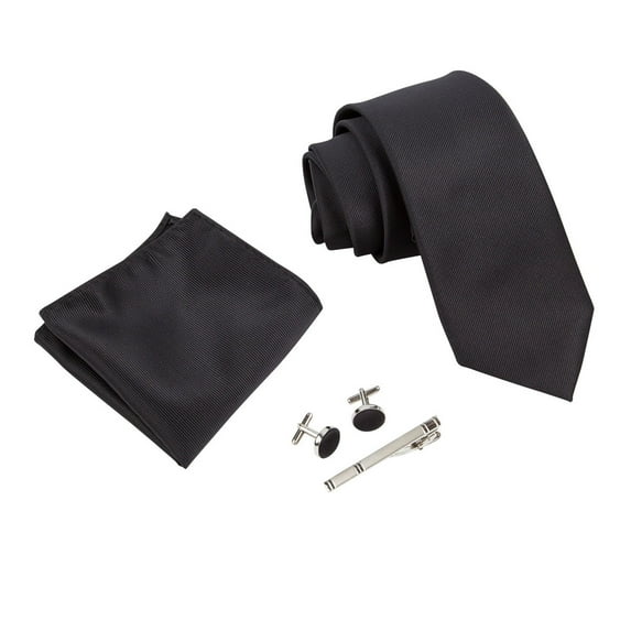 Men Necktie Set with Pocket Square Cufflinks Tie Clip for Business ...