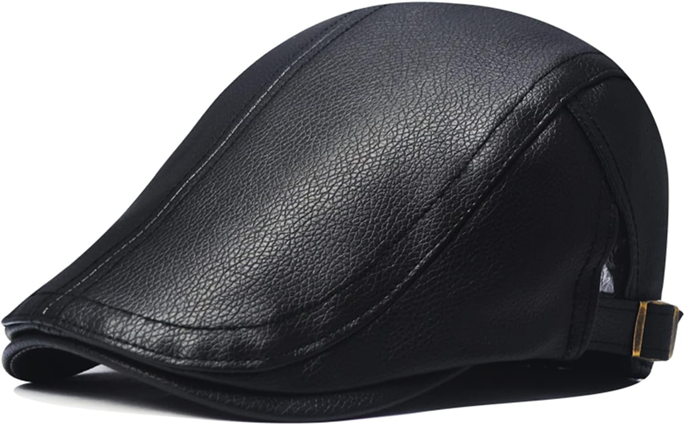 Men Newsboy Flat Ivy Cap PU Leather Irish Flat Hats Driving Hat for Men ...