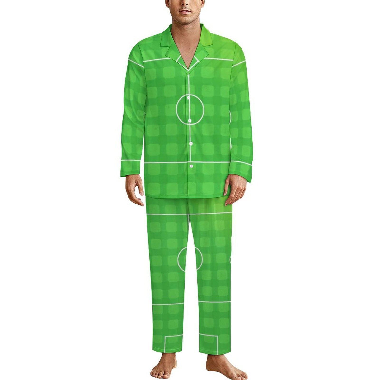 Men Nightwear Two Piece Soccer Field Diagram Pajama Sets Long-Sleeve ...