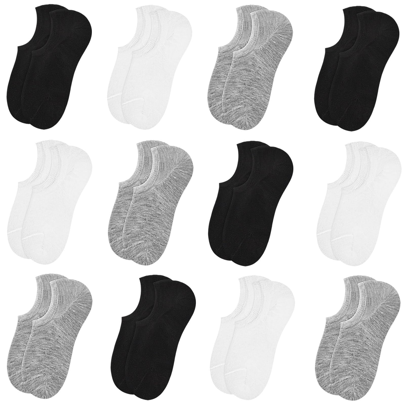 Men No Show Socks 12 Pairs Invisible Socks with Anti-Slip Silicon Flats ...