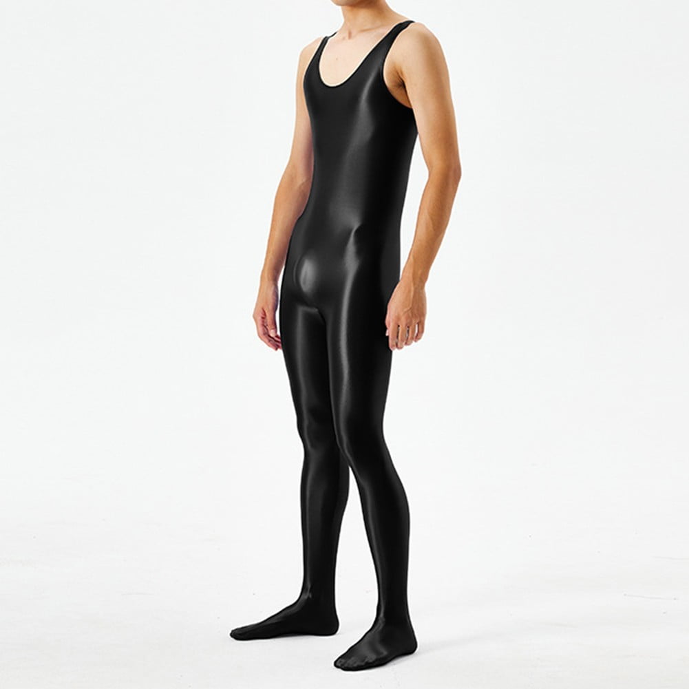 Men Oil Shiny Glossy Bodysuit Jumpsuit Stretchy Full Bodystocking for ...