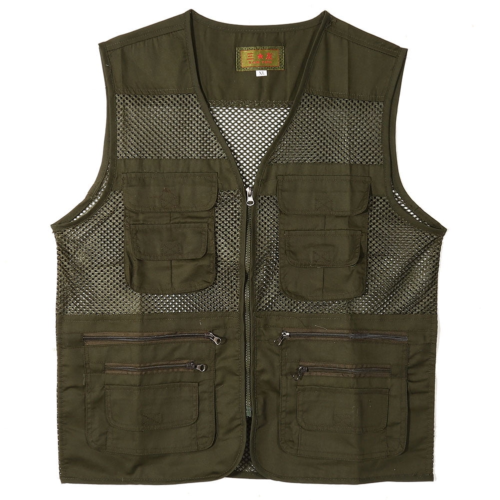 Cccanaooolceie Men Outdoor Utility MultiplePocket Waistcoat Jacket Vest ...