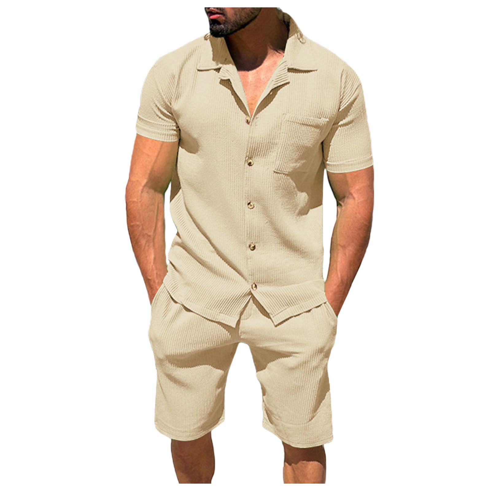 Men Outfits 2 Piece Short/long Sleeve Raglan Sleeve Coordinated Outfit Comfy Summer Casual ...