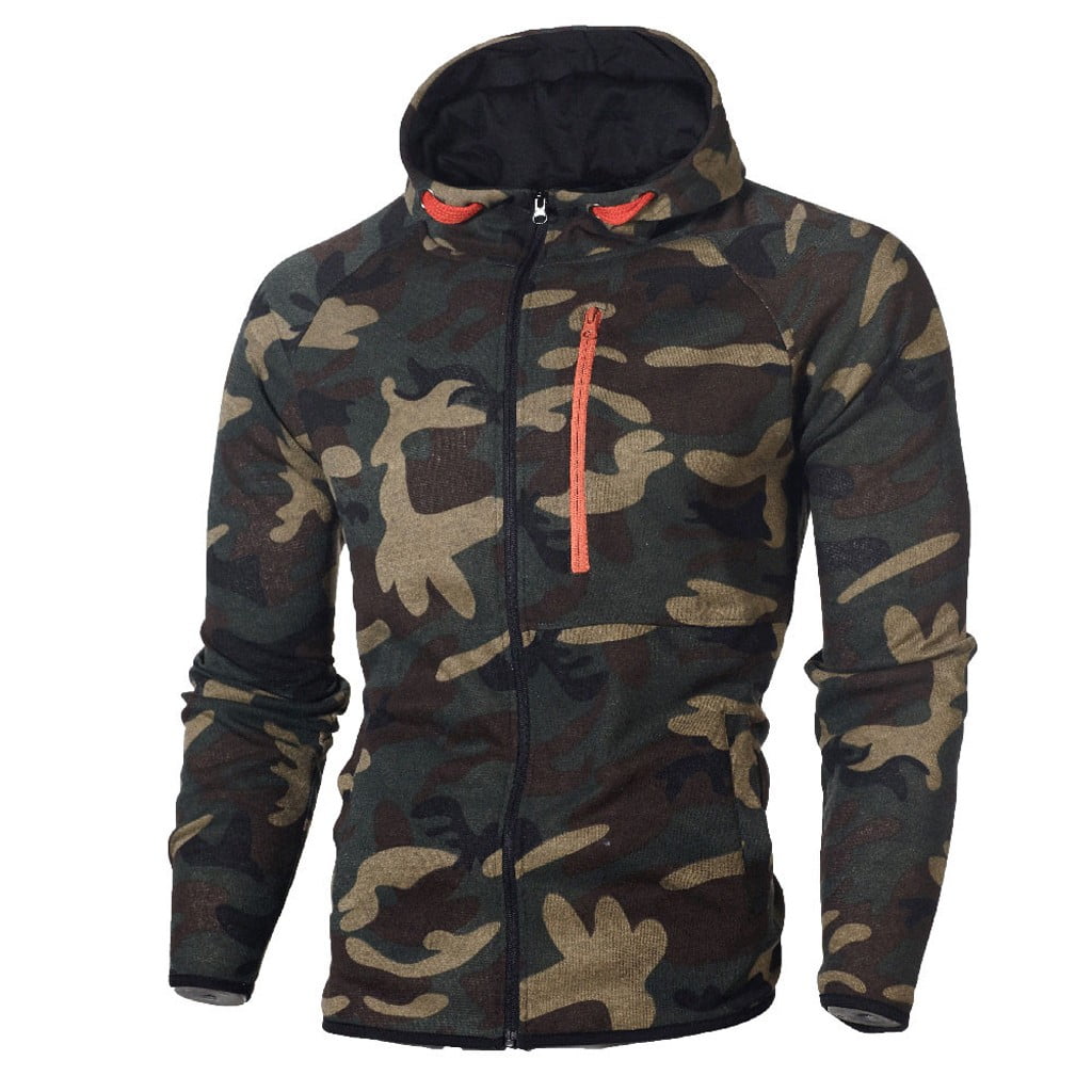 Walmart Men's Camouflage Zipper Winter Overcoat, Warm Lined Flannel ...