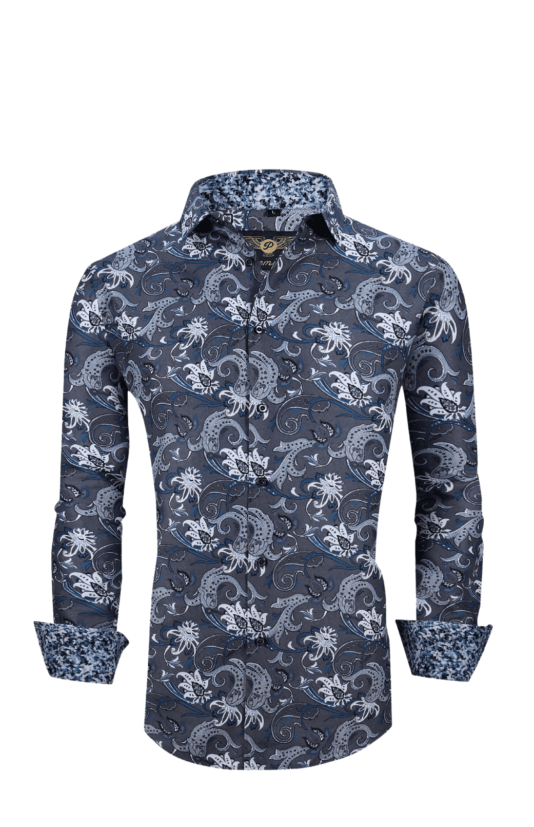 Men PREMIERE Long Sleeve Button Up Dress Shirt Colorful Flame Paisley ...