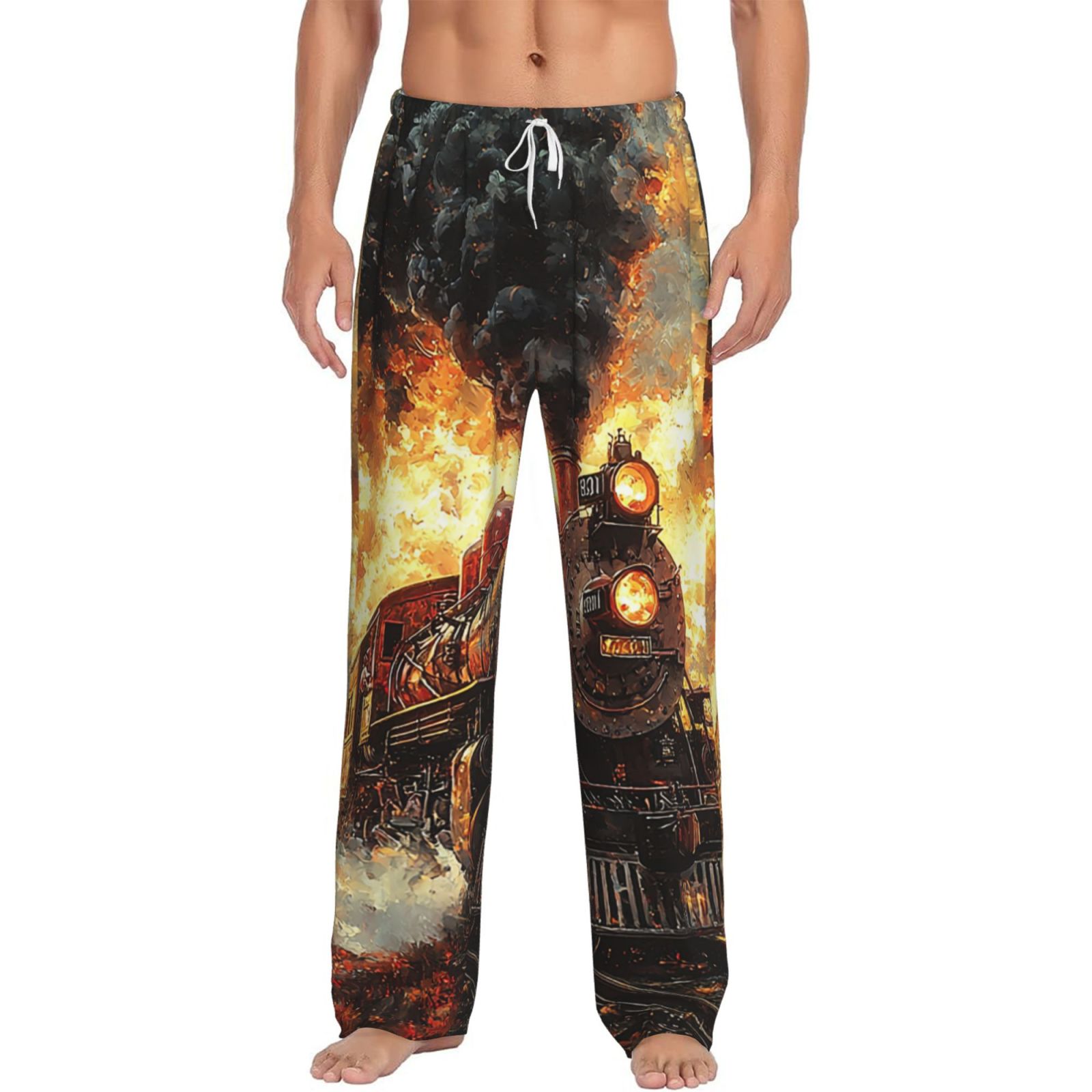 Men Pajama Pants Casual Lightweight Lounge Sleep Bottoms, Retro Steam ...