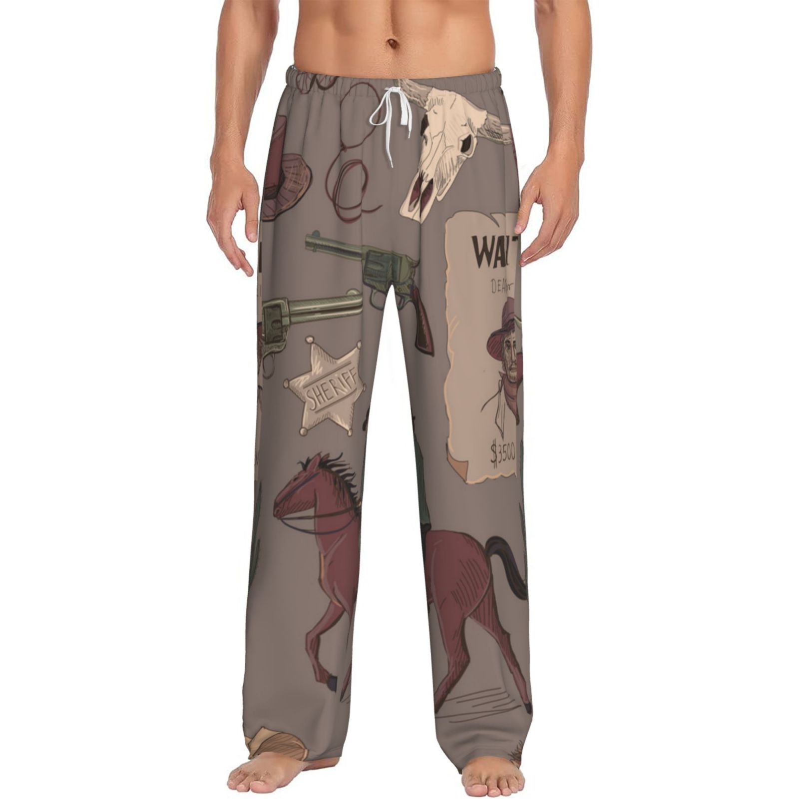 Men Pajama Pants Casual Lightweight Lounge Sleep Bottoms, Wild West ...