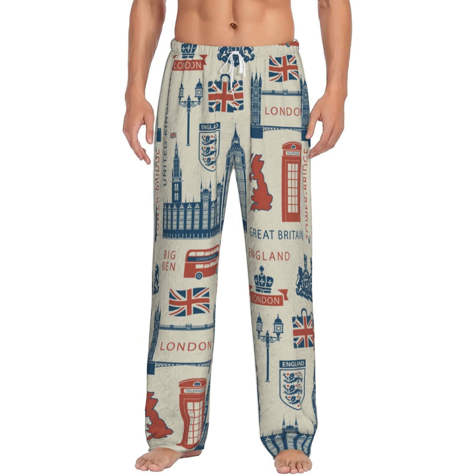 Men Pajama Pants Comfy Lounge Sleep Bottoms with Pockets, UK London ...