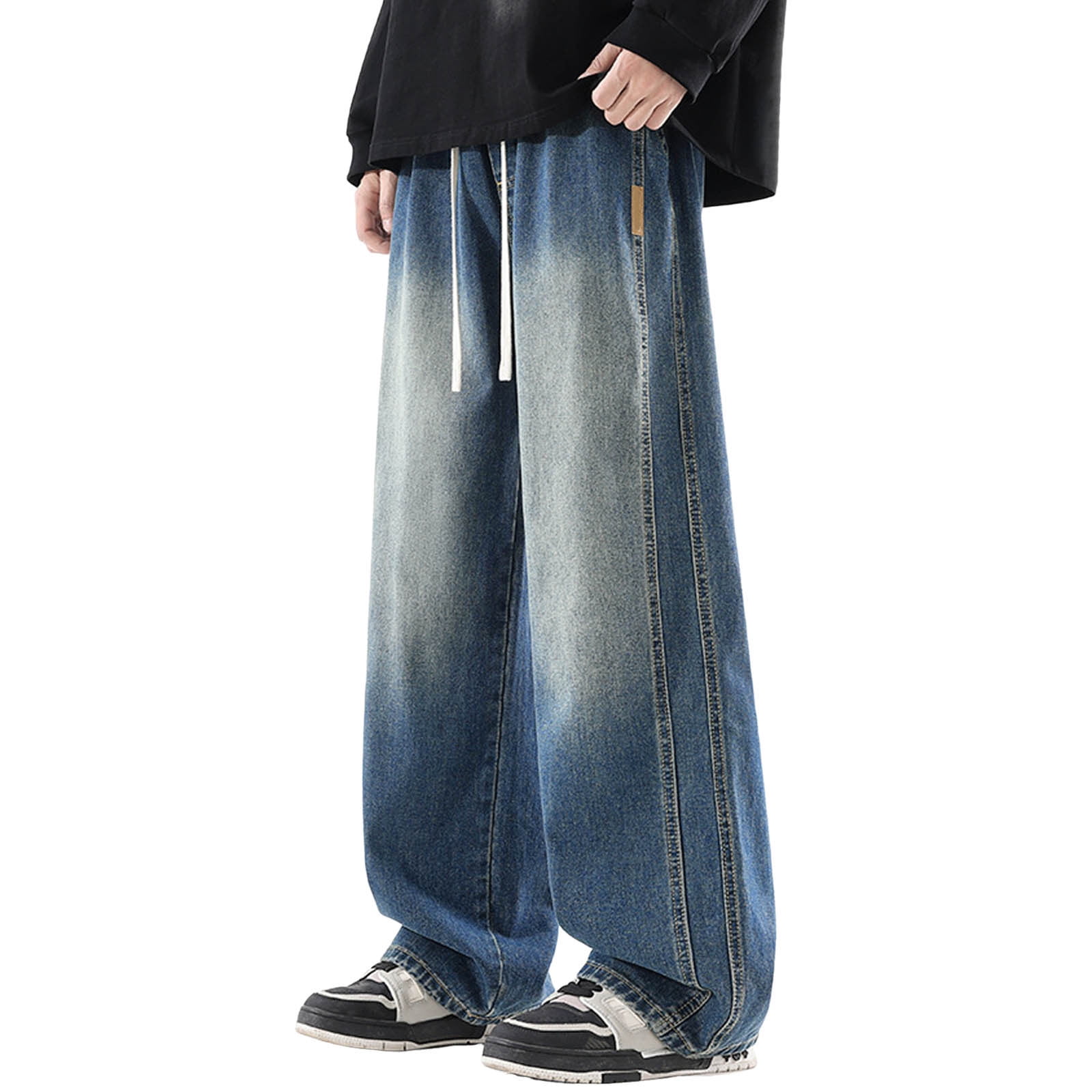 Men Pants Relaxed Fit Fabric Crotch Featuring Wide Leg Flowy Drape Mens ...