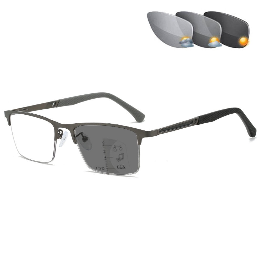 Men Photochromic Gray Business Reading Glasses 2.50, Gunmetal Metal ...