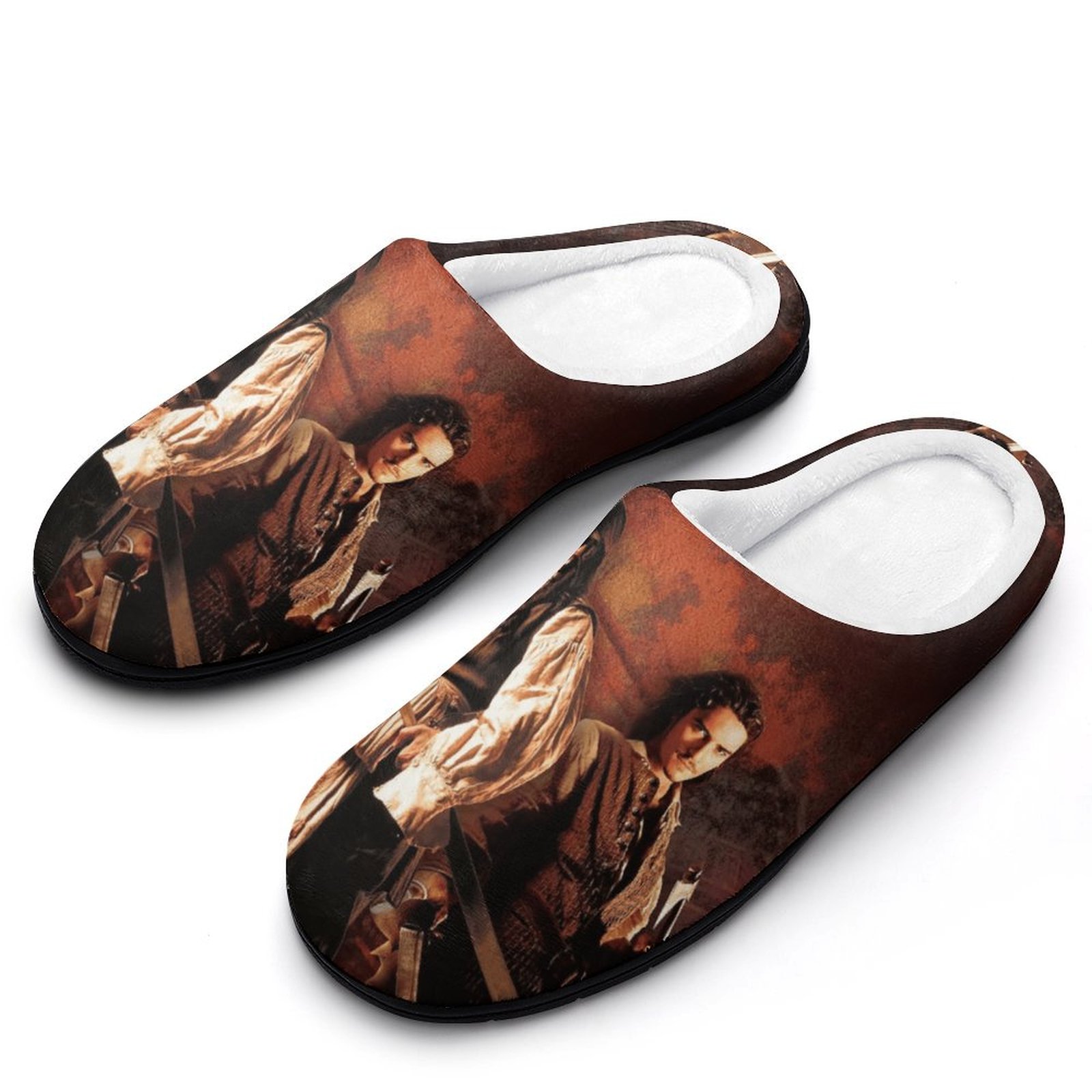 Men Pirates of The Caribbean Slippers Non-Slip Fuzzy House Slippers ...