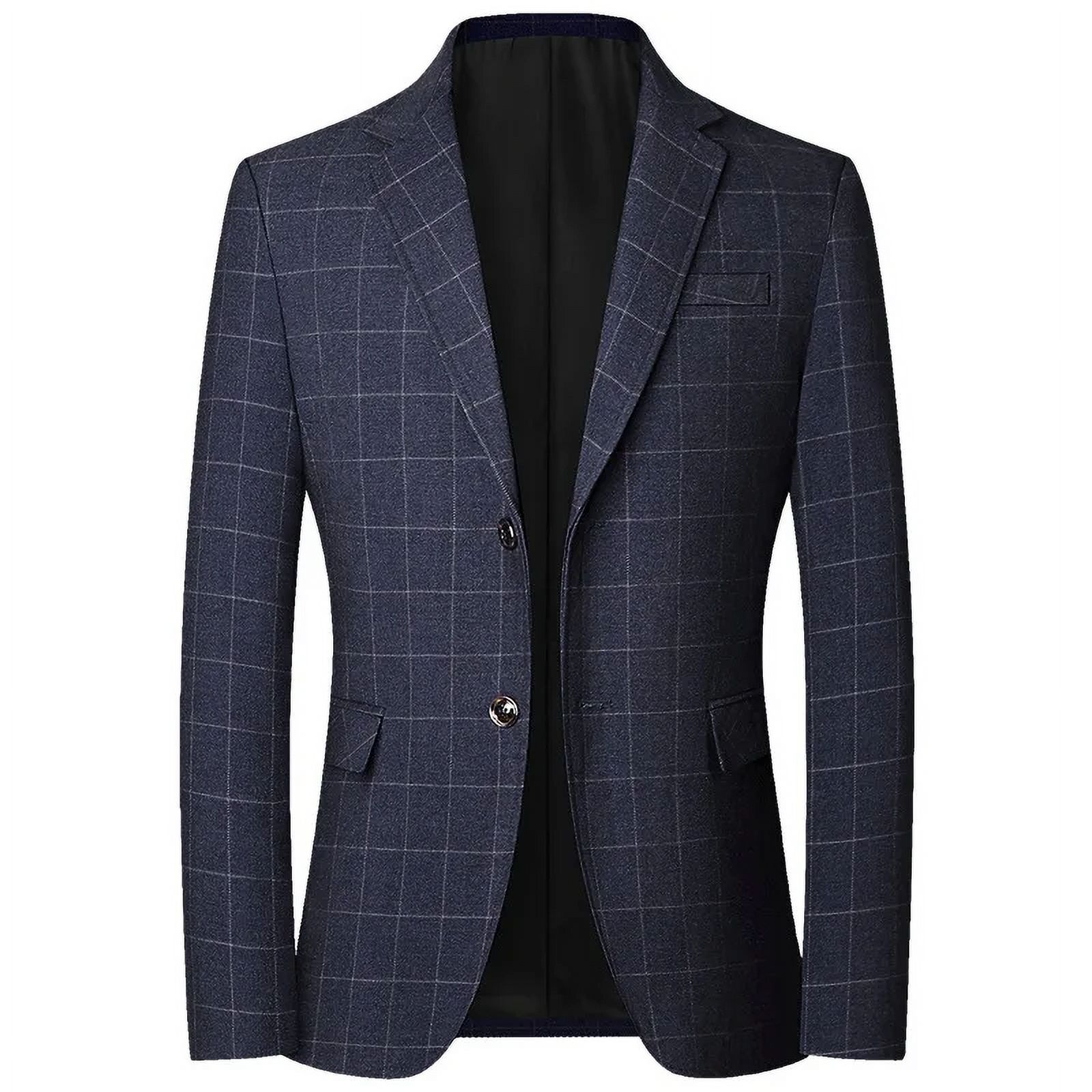 Men Plaid Blazers Jackets Formal Wear Suits Coats New Spring Autumn ...
