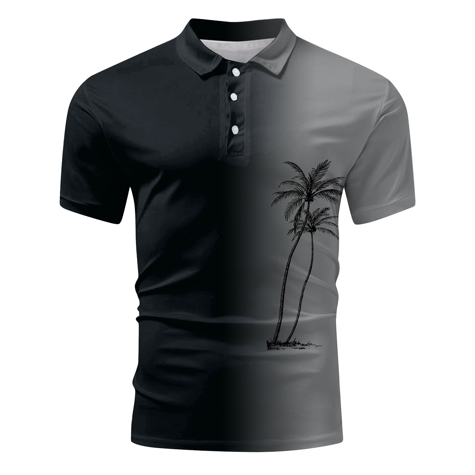 Men Polo Shirt Basic Tee Button Collar Quick Dry Collared Shirt Men Print Casual Vintage Classic ...