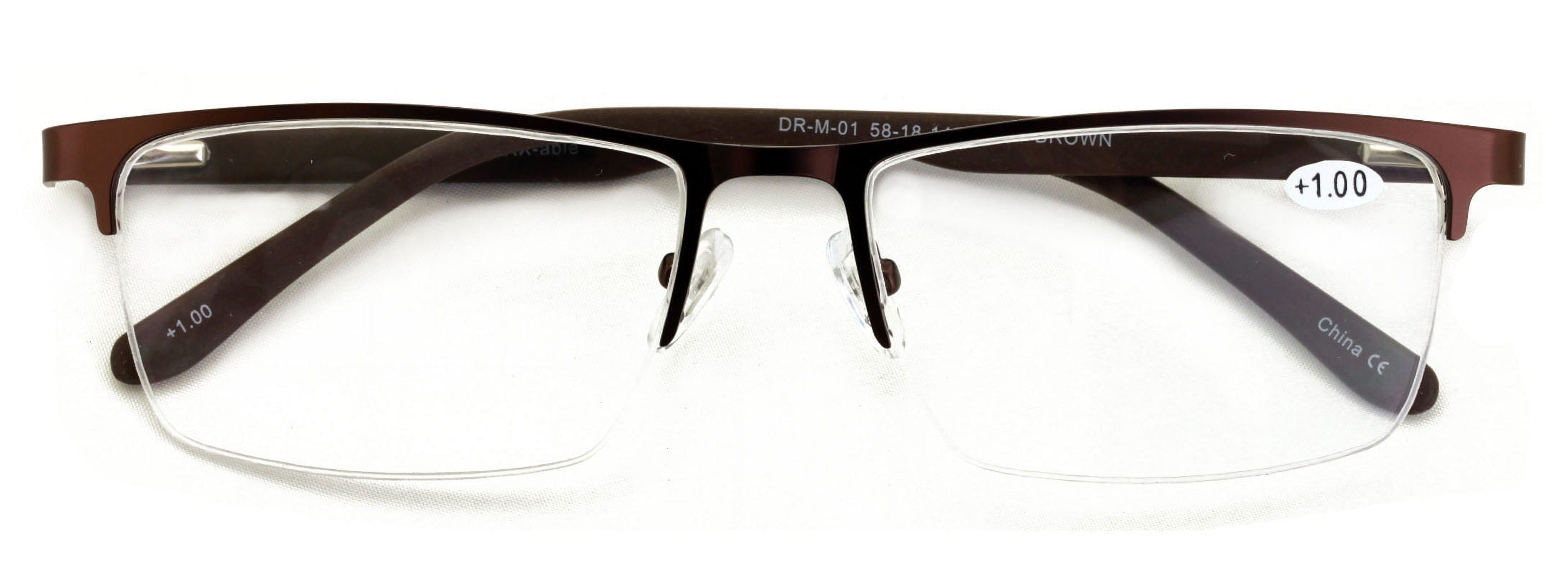 Men Premium Optical Frame Wide Large Head Reading Glasses Half Rim ...