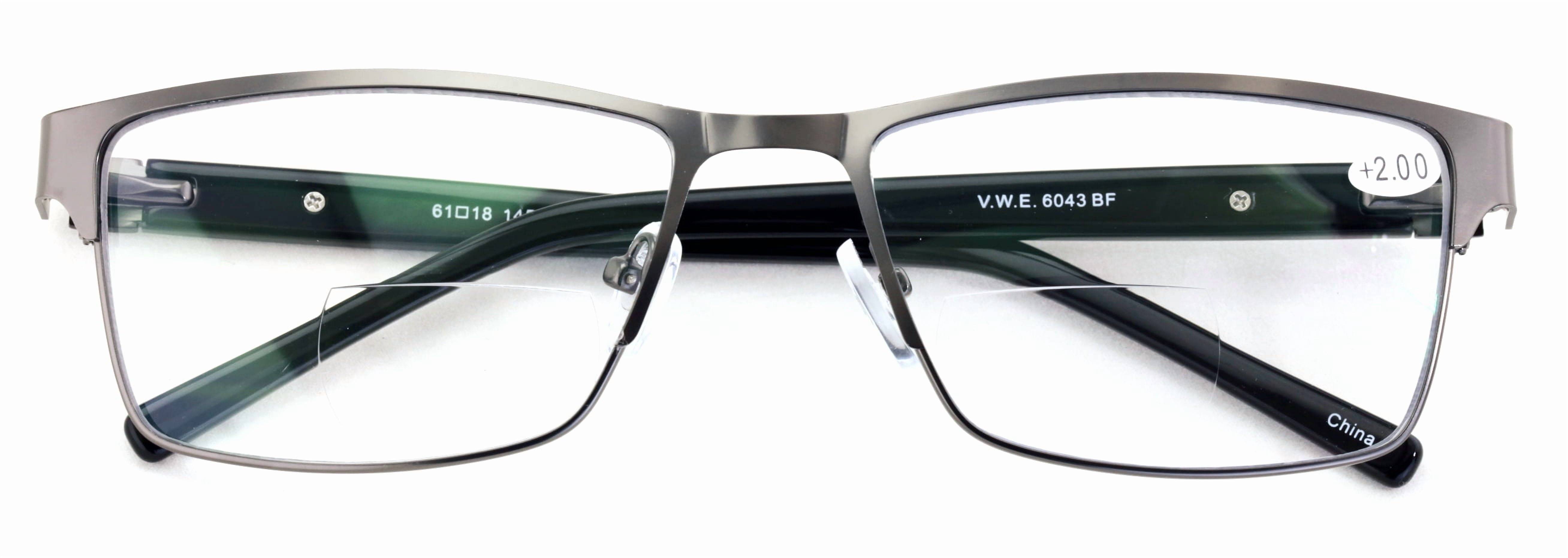 Men Premium Rectangle Metal Clear Bifocal Reading Glasses XL Large ...