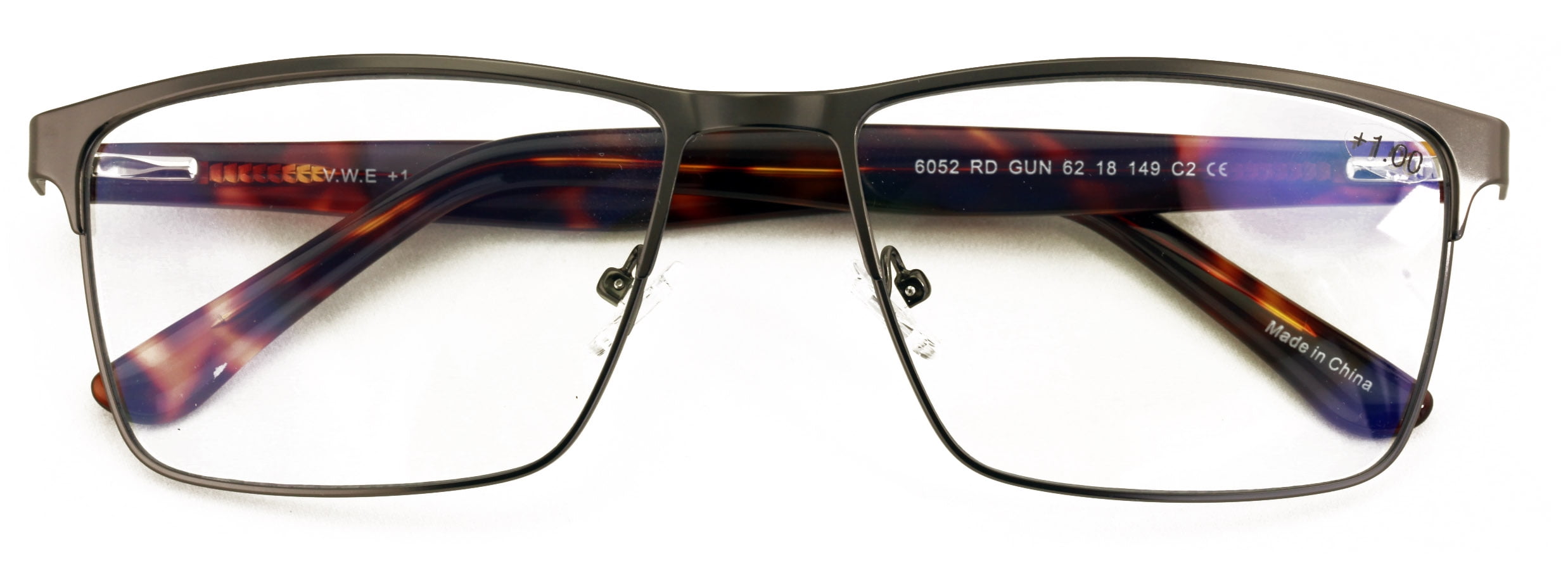 Men Premium Rectangle Metal - Plastic Temple Extra Large Reader - 152mm ...