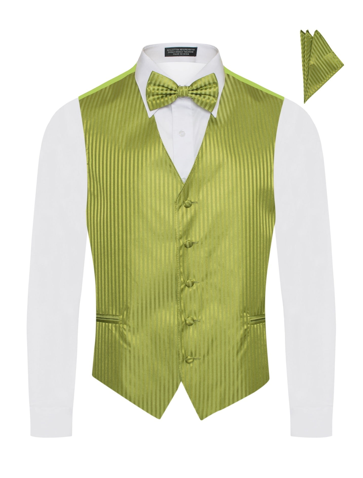 Men Premium Vertical Lines Tone On Tone Stripes Vest Necktie Bow Tie ...