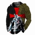 Men Pullover Hooded Knight Cross Graphic Green Black Camiseta Tee ...