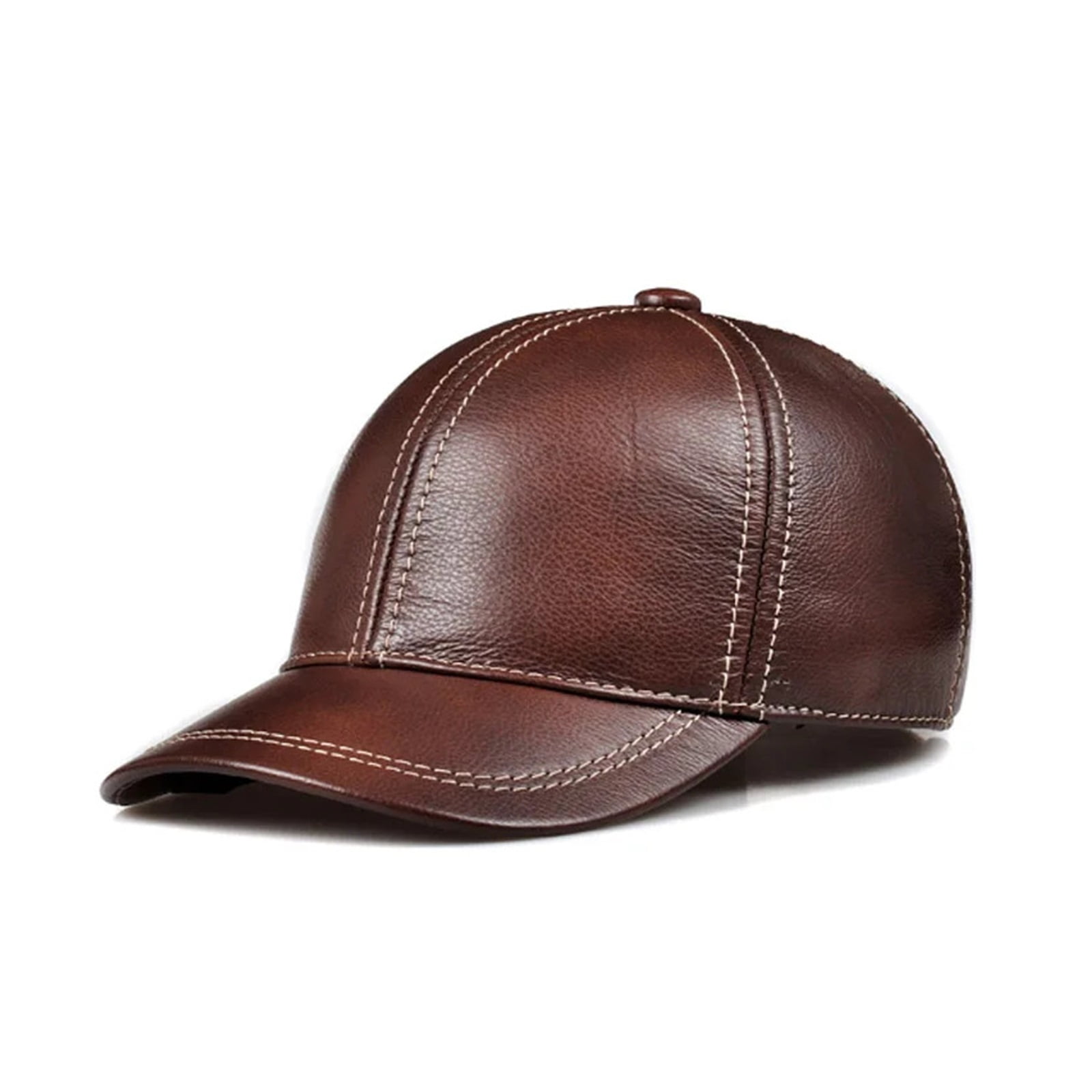 Men Real Leather Baseball Caps Sheepskin Men Youth Duck Tongue Dad Hats ...